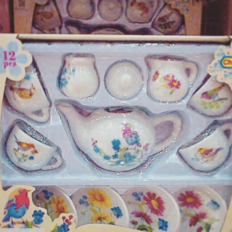 Promo Tea Set Kecil Corak Burung & Bunga , Teko Bulat Diskon 23% Di ...