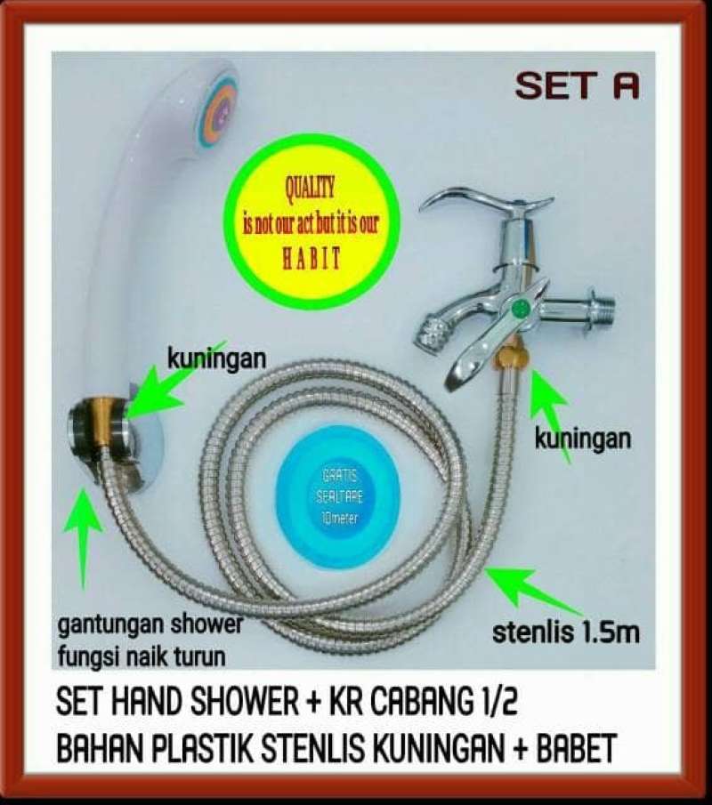 Promo Hand Shower/gagang Set Selang Air Flexibel Kran Dobel/keran ...