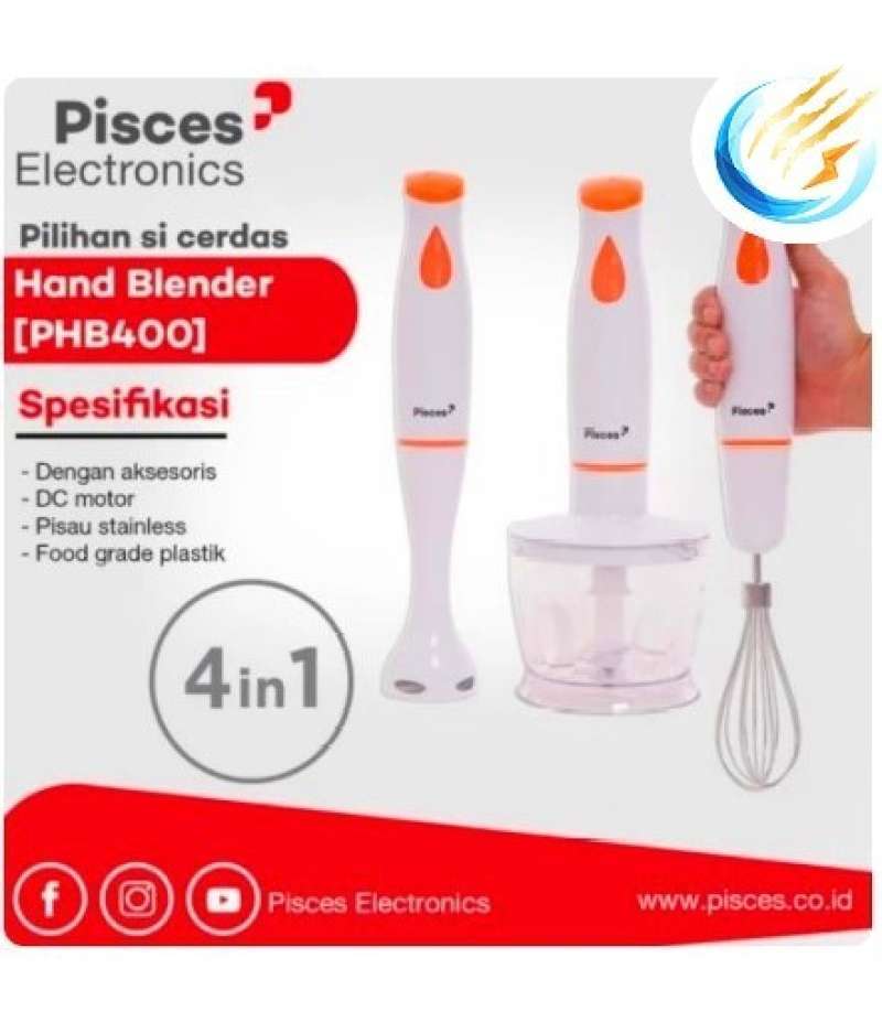 Promo Hand Blender Pisces 4 In 1 Phb400 Chopper Penggiling Daging Dan ...