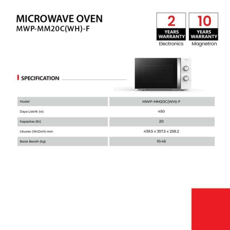 Promo Promo Microwave Oven Low Watt 20 Liter Mwp-mm20c(wh)-f 20l ...