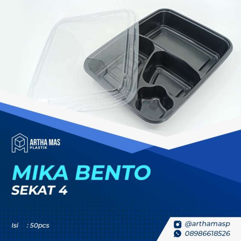 Jual Mika Bento Lunch Box Tempat Makan Bento Sekat 4 - Isi 50 Pcs Di ...