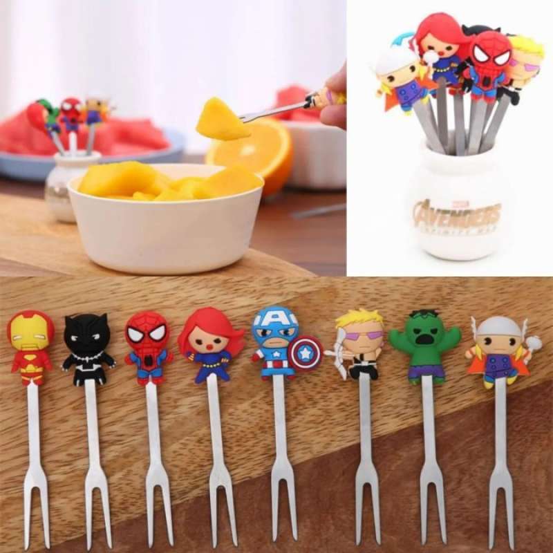 Jual Garpu Set Tusukan Buah Kue Cake Karakter Disney Sanrio Marvel ...