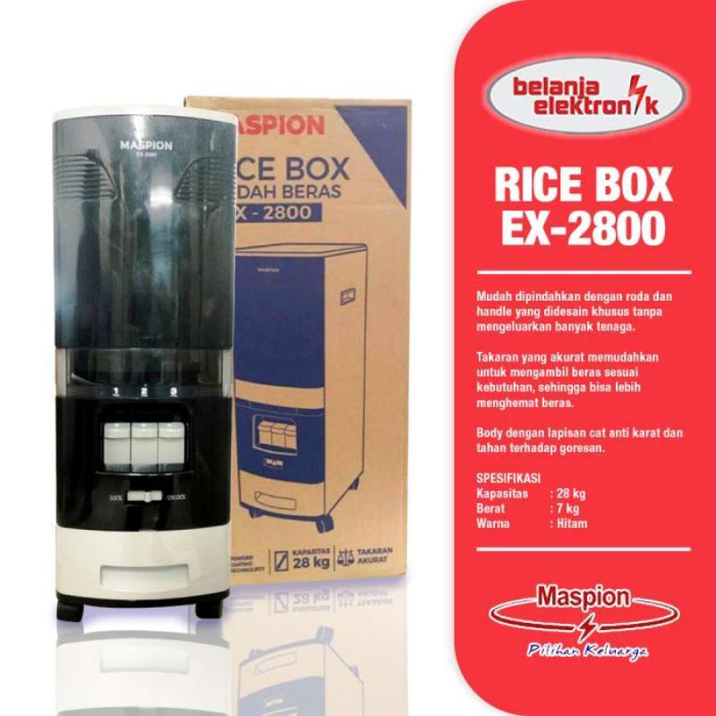 Jual Maspion Rice Box Mrd Ex 2800 Tempat Wadah Penyimpanan Beras 28 Kg ...