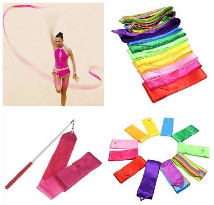 Jual Tali Pita Tari Stik Balet Senam Ritmik Twirling Ribbon Gymnastic ...