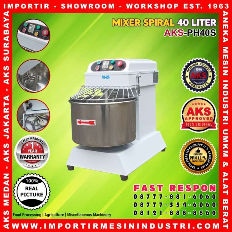 Promo Spiral Mixer 40 Liter Double Speed Aks Ph-40s Mixer Adonan Roti ...