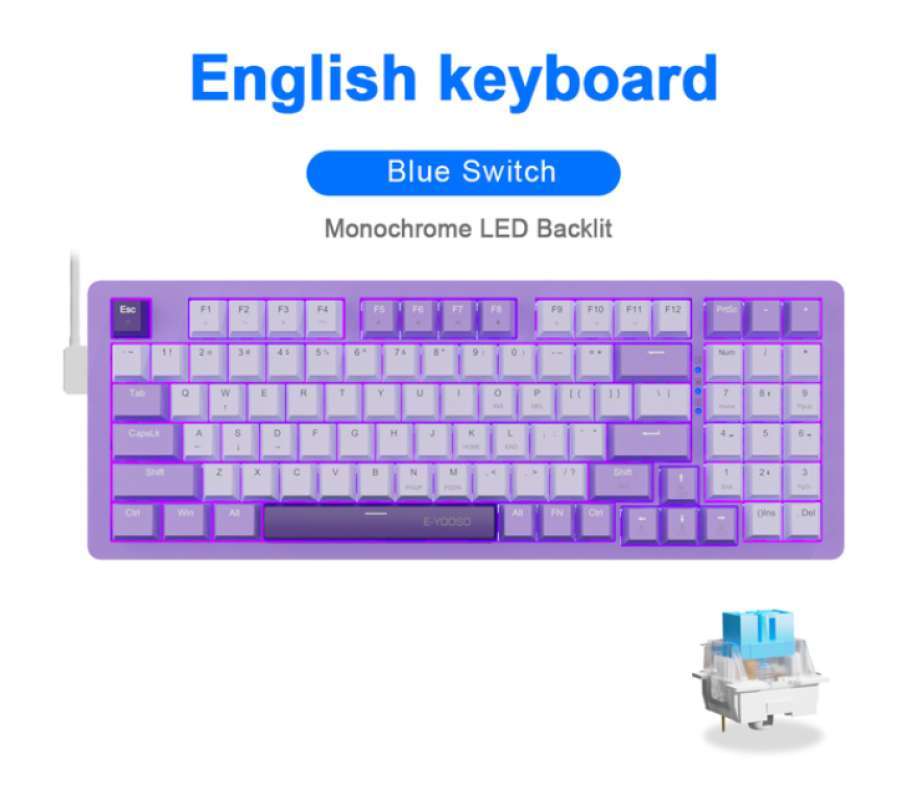 Jual E-yooso Z-94 Mechanical Keyboard 94key, Blue Switch, Light Purple ...