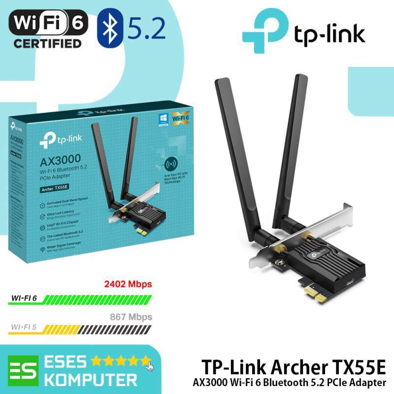 Promo Wifi Adapter Tp-link Archer Tx55e Ax3000 Wi-Fi 6 Bluetooth 5.2 ...