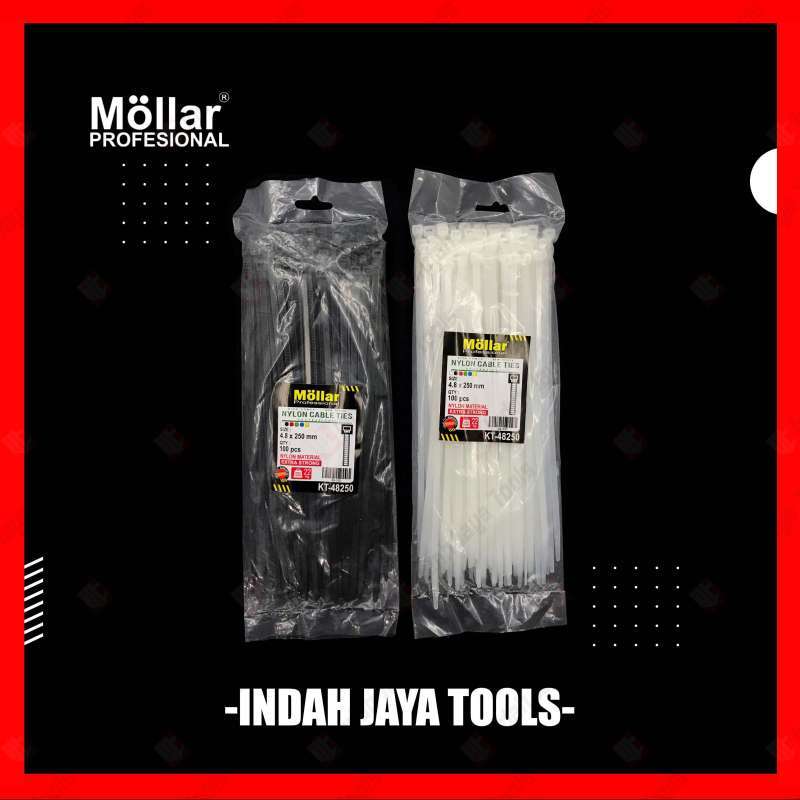 Jual Mollar Cable Ties 4.8 X 250 Mm Hitam Putih Kabel Tie 25 Cm ...
