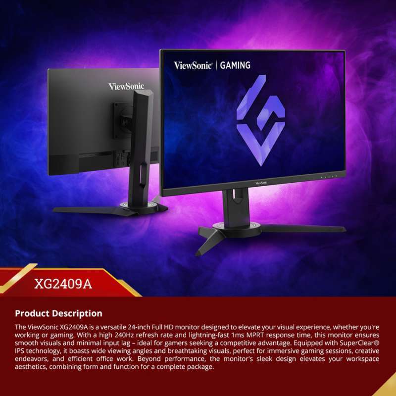 Jual Viewsonic Xg2409a Monitor (24/fhd/ips/240hz/1ms/2xhdmi/dp/freesync ...
