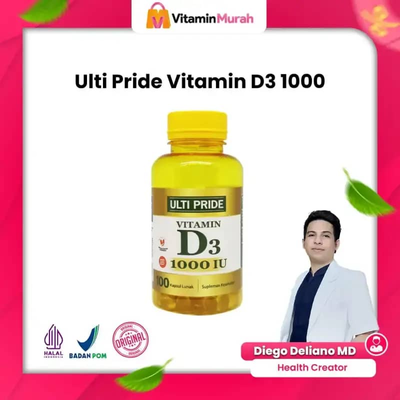 Jual Ulti Pride Vitamin D3 1000iu Isi 100 Kapsul Lunak Di Seller ...