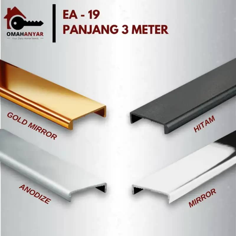 Jual 1 Ikat 50 Batang Frame Aluminium Handle Lemari Sliding Huben Ea-17 ...