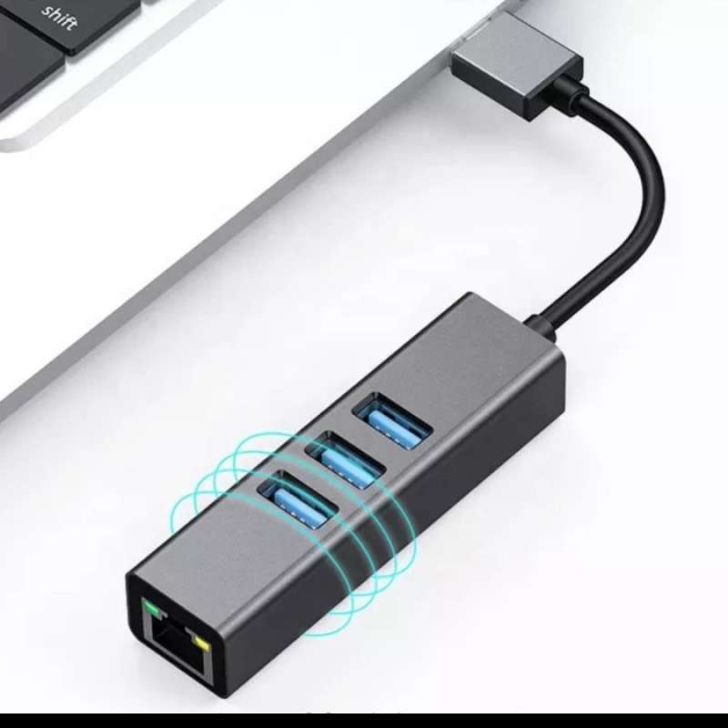 Promo Usb To Lan Gigabit Rj45 3 Hub 3.0 Port Ethernet Adapter Laptop ...