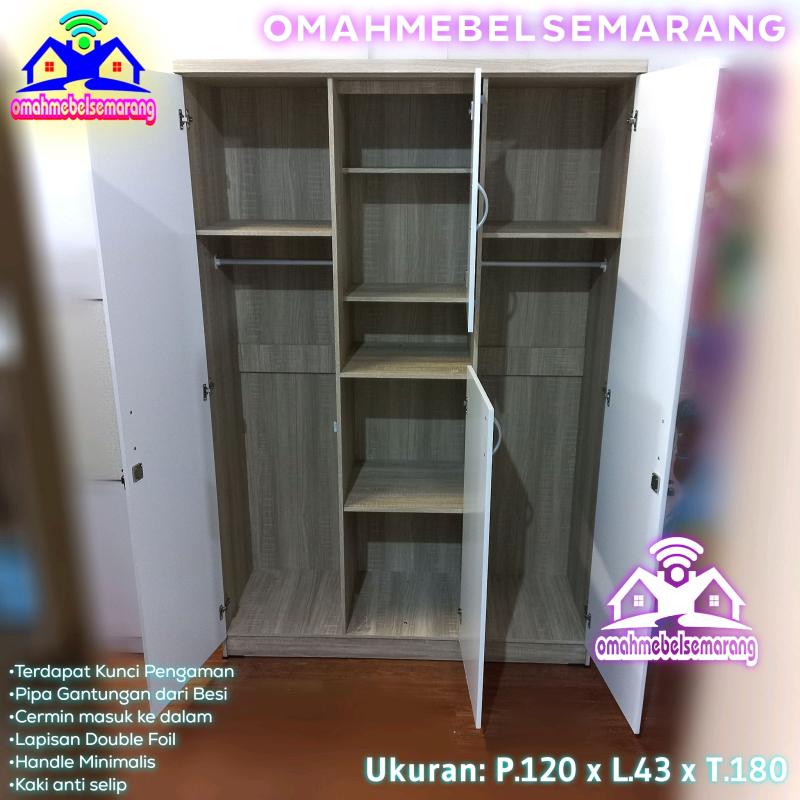 Promo Lemari Pakaian 3 Pintu Cermin Almari Rak Baju Minimalis Modern ...
