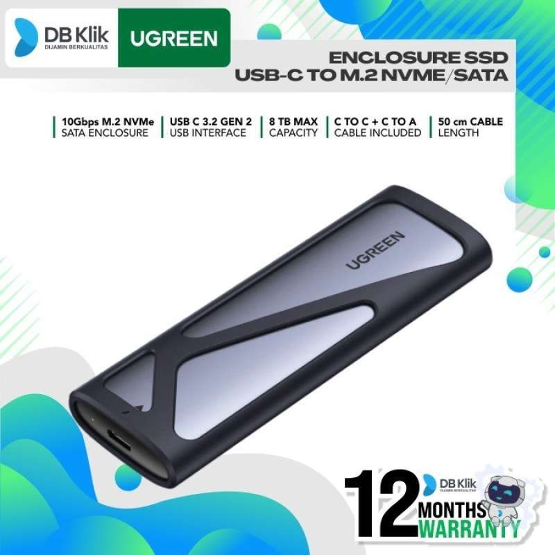 Jual Enclosure SSD UGreen USB-C to M.2 NVME/SATA (90264) - UGREEN 90264 ...