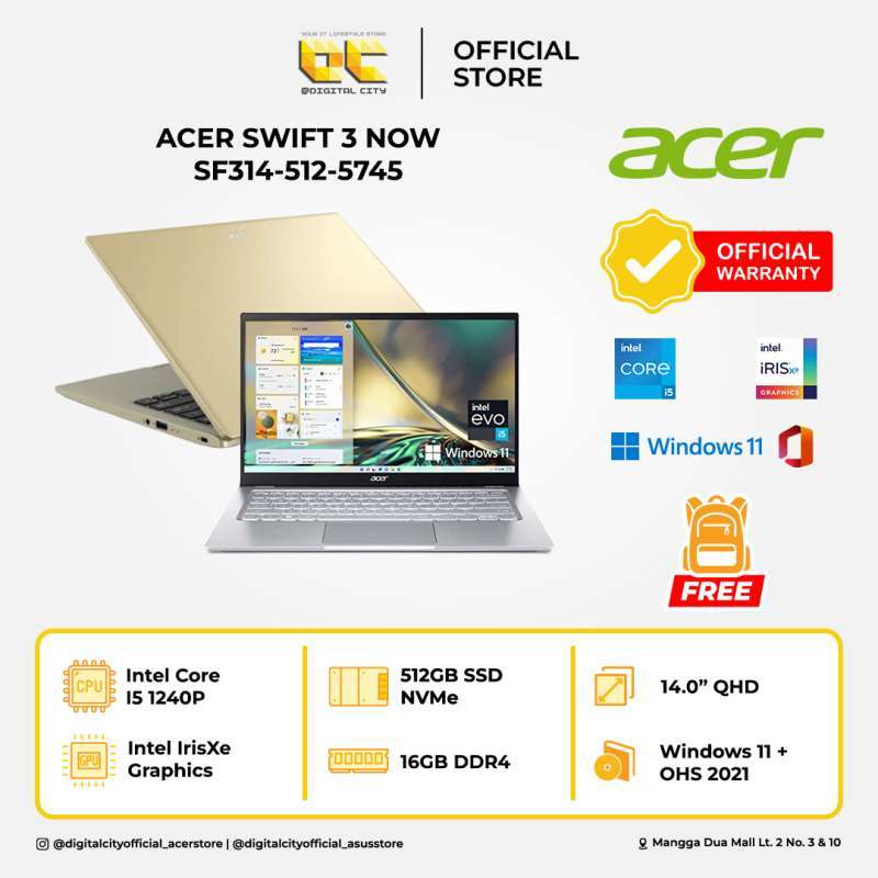 Jual Acer Swift 3 Now Sf314 -512-5745 Evo Di Seller Digital City ...