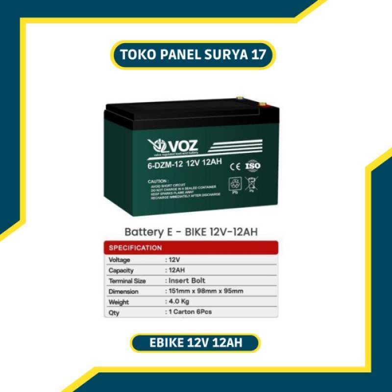 Jual Battery Aki Baterai Sepeda Listrik 12v 12ah E-bike Voz Di Seller ...