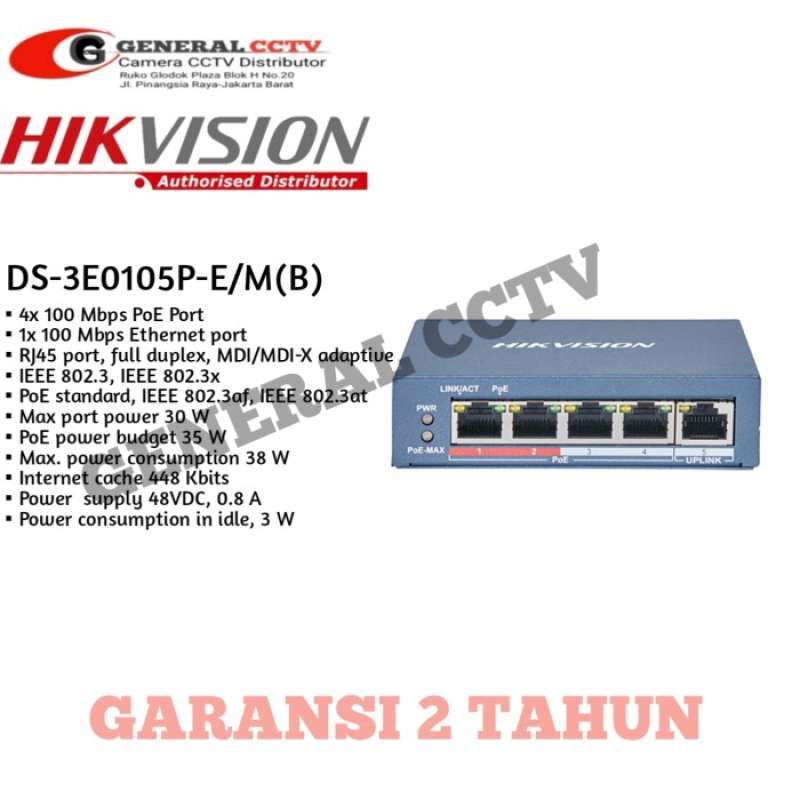 Promo HIKVISION DS-3E0105P-E/M SWITCH POE 4 Port HIKVISION Diskon 23% ...