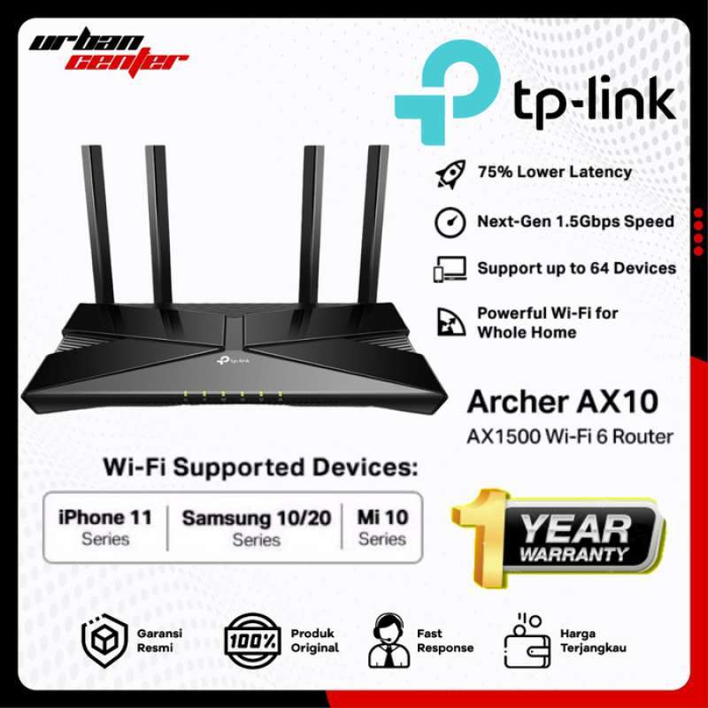 Promo Archer Ax10 Ax1500 Wi-fi 6 Router Tplink Black Garansi 1 Tahun ...