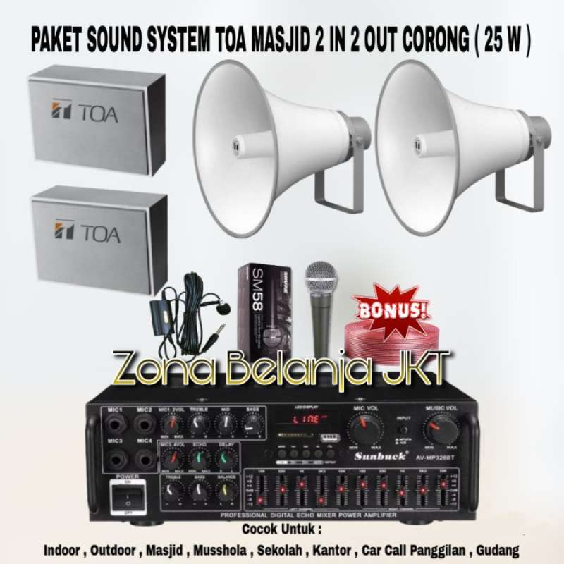 Promo PAKET SOUND TOA MASJID MUSHOLLA 2 IN 2 OUT CORONG TOA 25W ( SET 3 ...