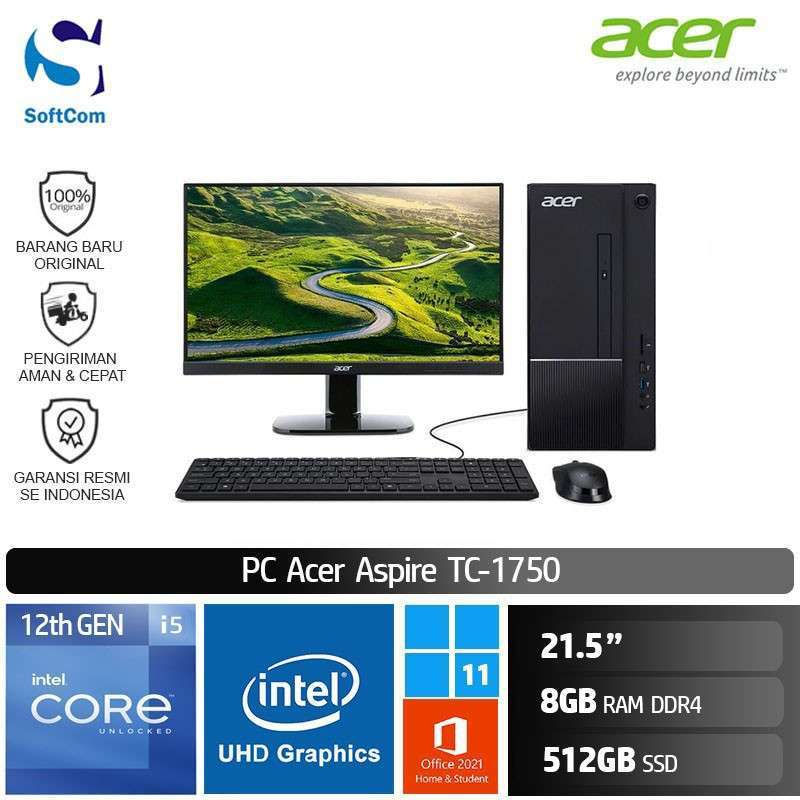 Promo PC Acer Aspire TC 1750 Desktop PC [Core i5-12400/8GB/512GB SSD/21.5/ W11+OHS] Diskon 3% di ...