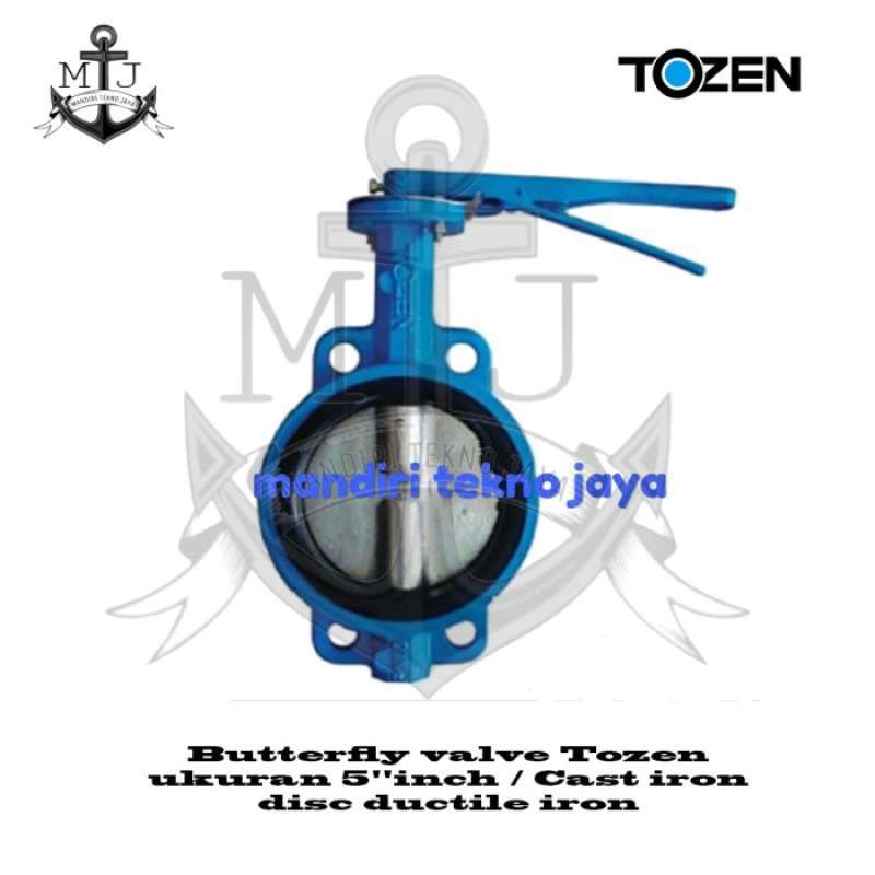Promo Butterfly valve Tozen ukuran 5inch / Cast iron disc ductile iron ...
