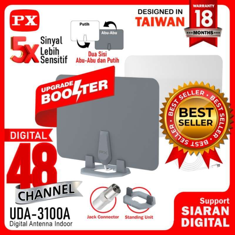 Promo Antena Tv Digital Indoor Analog Dvbt2 Uhf + Booster Px Uda-3100A ...