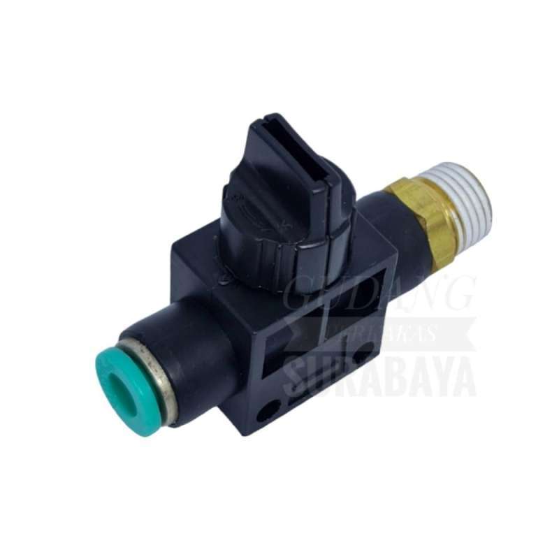 Jual FLOW CONTROL UNIT SELANG PU 12 mm HAND VALVE PNEUMATIC STOP KRAN ...