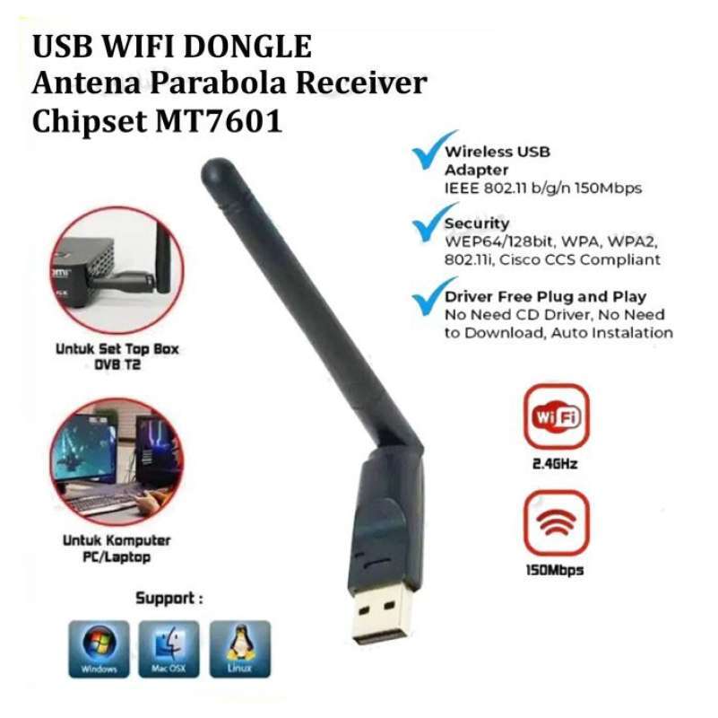 Promo USB Wifi Set Top Box MT7601 Dongle STB Adapter Antena PC Laptop DVB T2 Diskon 20% di ...