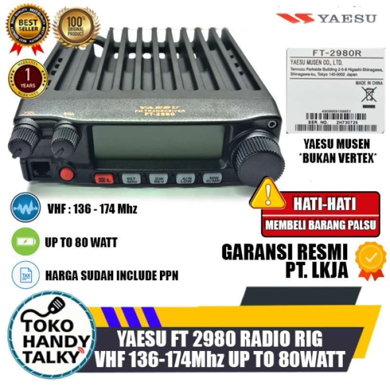 Promo Yaesu Ft 2980 Rig Vhf 80W Diskon 4% di Seller Borden - Kapuk, Kota Jakarta Barat | Blibli
