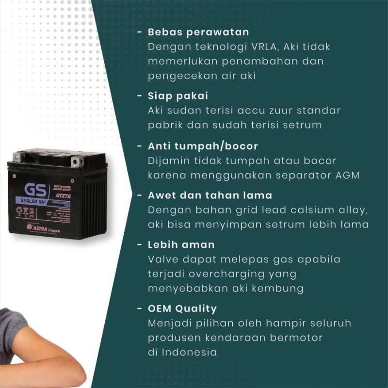 Jual Aki Motor Gs Astra Gtz5s Aki Kering 12v / 3.5ah Original 100% Di ...