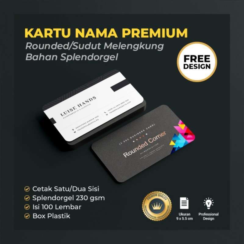 Promo Desain Cetak Kartu Nama Premium Sudut Melengkung L Bahan ...