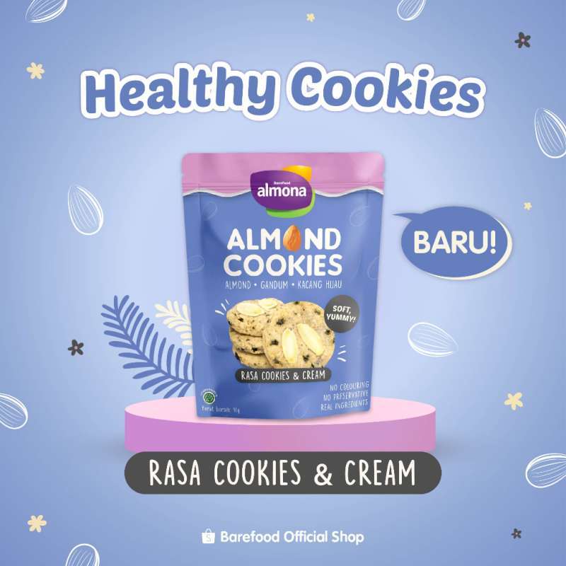 Jual Almona Almond Cookies Cream Dari Barefood Cemilan Snack Sehat Di ...