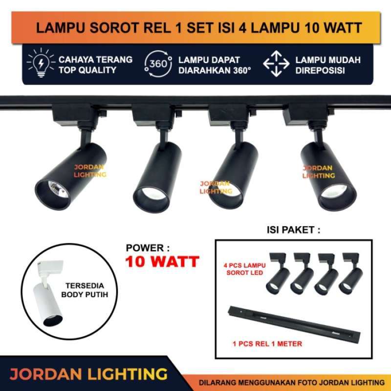 Promo Paket 4 Lampu Rell COB 10W Track Light LED Sorot Rel Spotlight ...