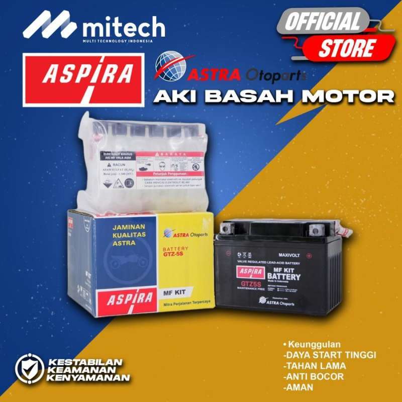 Jual Aki Motor Yamaha Mio Soul ASPIRA BATTERY ASTRA GTZ5S KIT 12V / 3,5Ah di Seller Multi ...