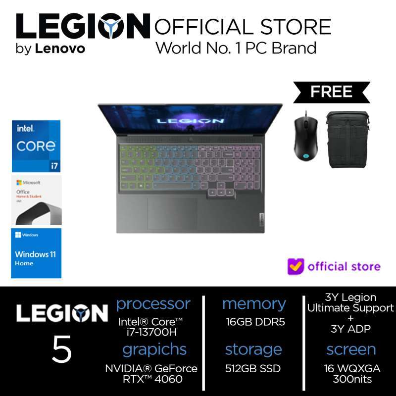 Promo Lenovo Legion Slim 5 16IRH8 8KID [Intel i7-13700H /16GB/ 512GB SSD/ RTX 4060 8GB/WIN11/OHS ...