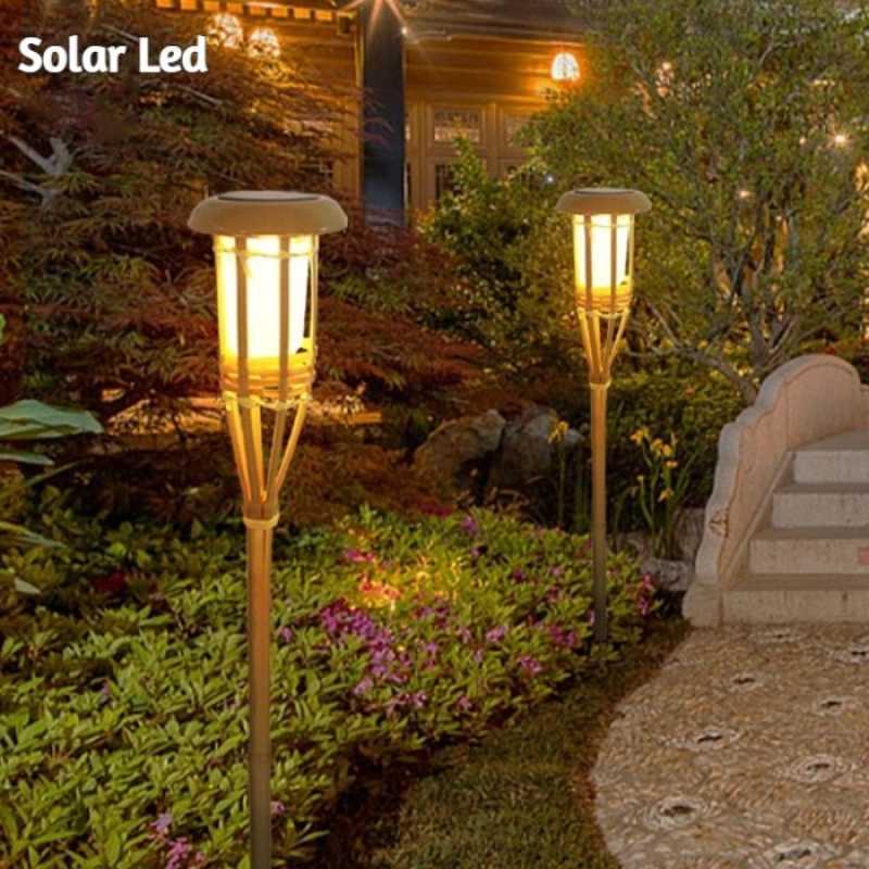 Promo Lampu Hias Taman Obor Led Pelita Bambu Solar Tancap Taman ...