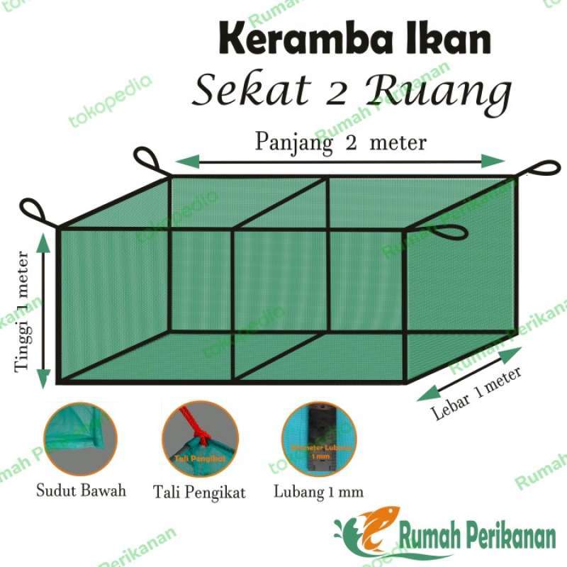 Promo Keramba/Jaring Ikan Ukuran ( 2 M X 1 M X 1 M) Sekat 2 Ruang Kasa ...