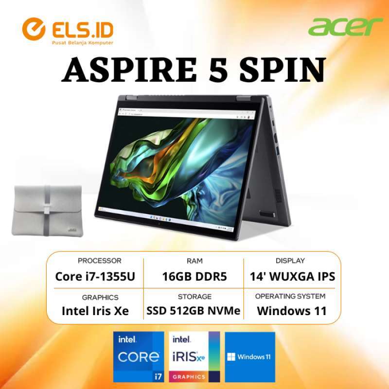 Jual Acer Aspire 5 Spin A5SP14-51MTN Touch 2in1 i7 1355U 16GB SSD 512GB ...