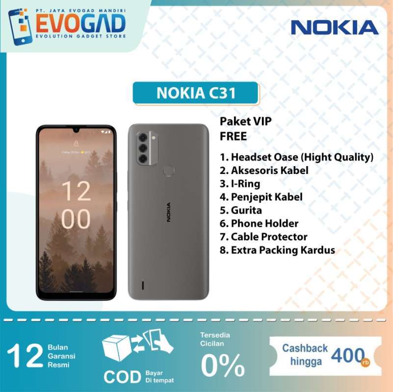 Promo NOKIA C31 4/64GB Android 12, IPS LCD Unisoc SC9863A Garansi Resmi ...