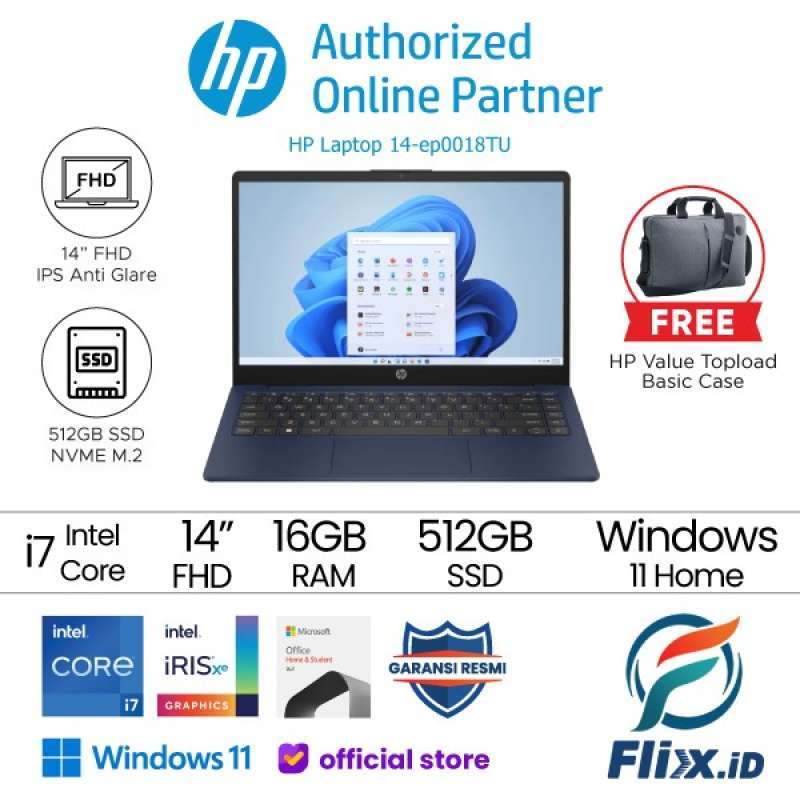 Jual Hp Laptop 14-ep0018tu /14-ep0019 I7-1355u 16gb 512 14 Win11+ohs ...