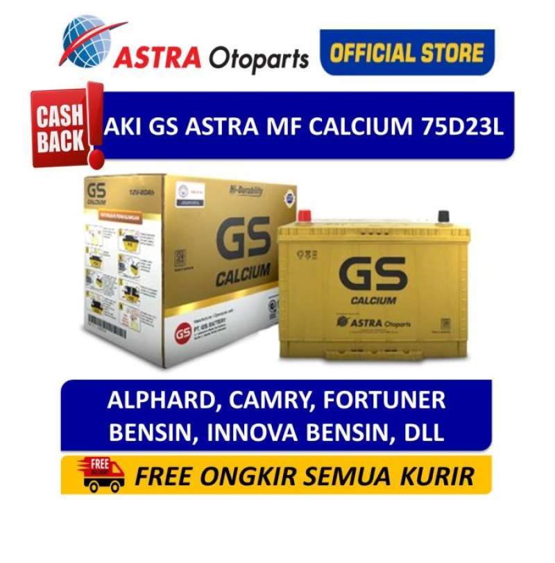 Jual Aki Gs Astra Calcium 75d23l Mobil Camry, Fortuner, Alphard, Innova ...