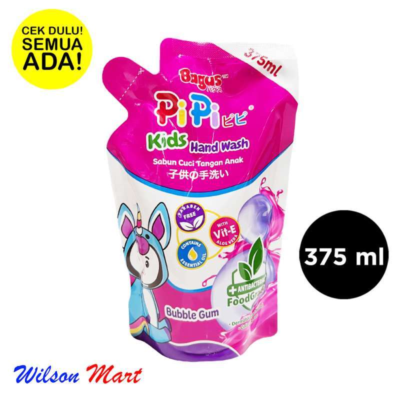 Jual Bagus Pipi Kids Hand Wash Bubble Gum Pink 375 Ml Refill Sabun Cuci ...