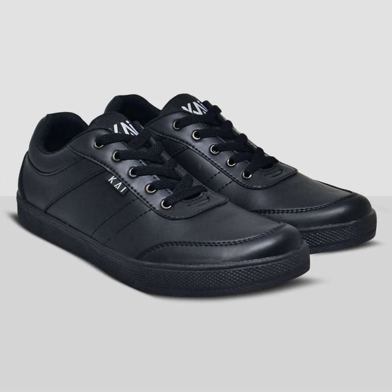 Promo Full Black Sepatu Sneakers Casual Pria Hitam Original Brand Kai Sepatu Kets Cowok Distro ...