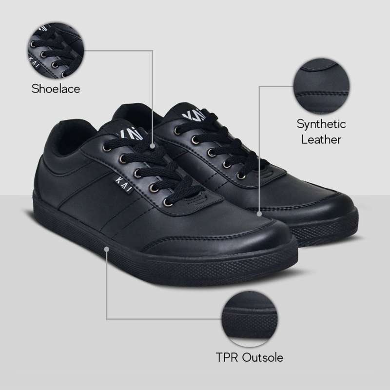 Promo Full Black Sepatu Sneakers Casual Pria Hitam Original Brand Kai ...