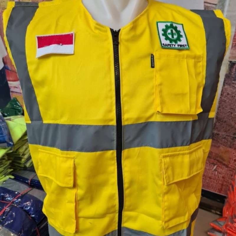 Promo Rompi Safety Safety Proyek - Rompi Drill Kuning + Logo K 3 Dan ...