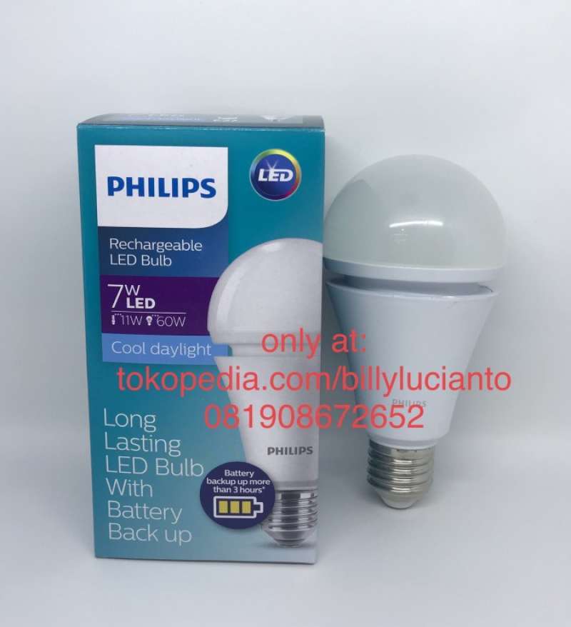 Promo PHILIPS Emergency LED Bulb 7W 6500K E27 - Rechargeable battery ...