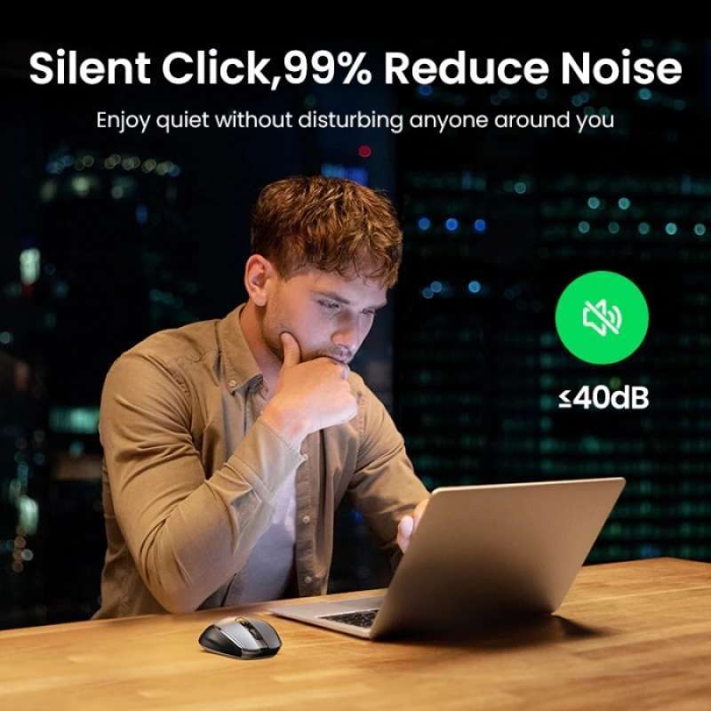 Jual Ugreen Ergonomic Mouse Usb Wireless Silent Click Key Optical Pc ...