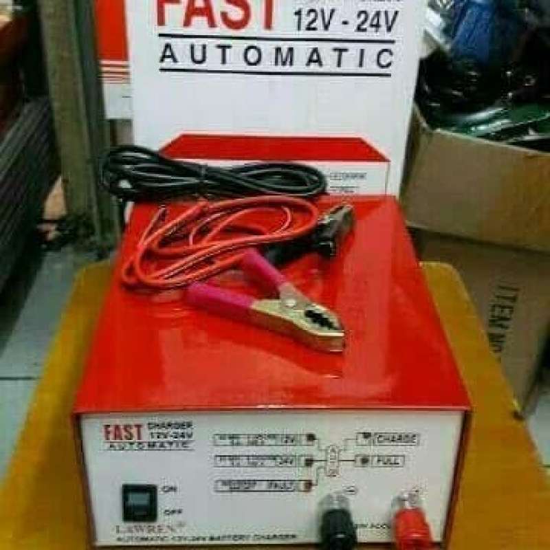 Promo Fast charger accu aki 12v-24v automatis, batray charger aki 12-24 ...