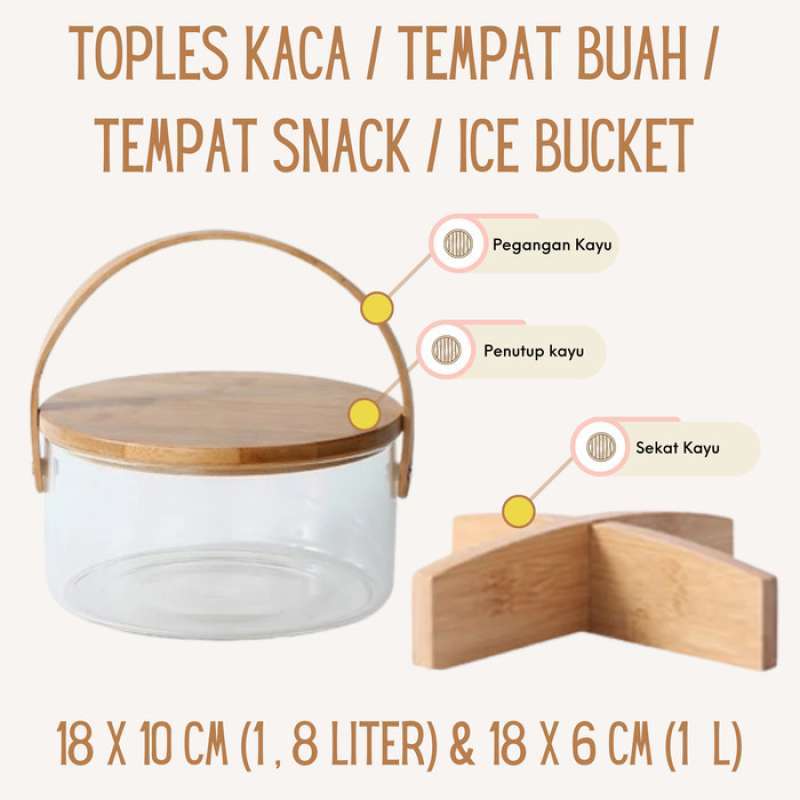 Promo Toples Kaca Estetik Dapur Dan Ruang Tamu Model Keranjang Canister ...
