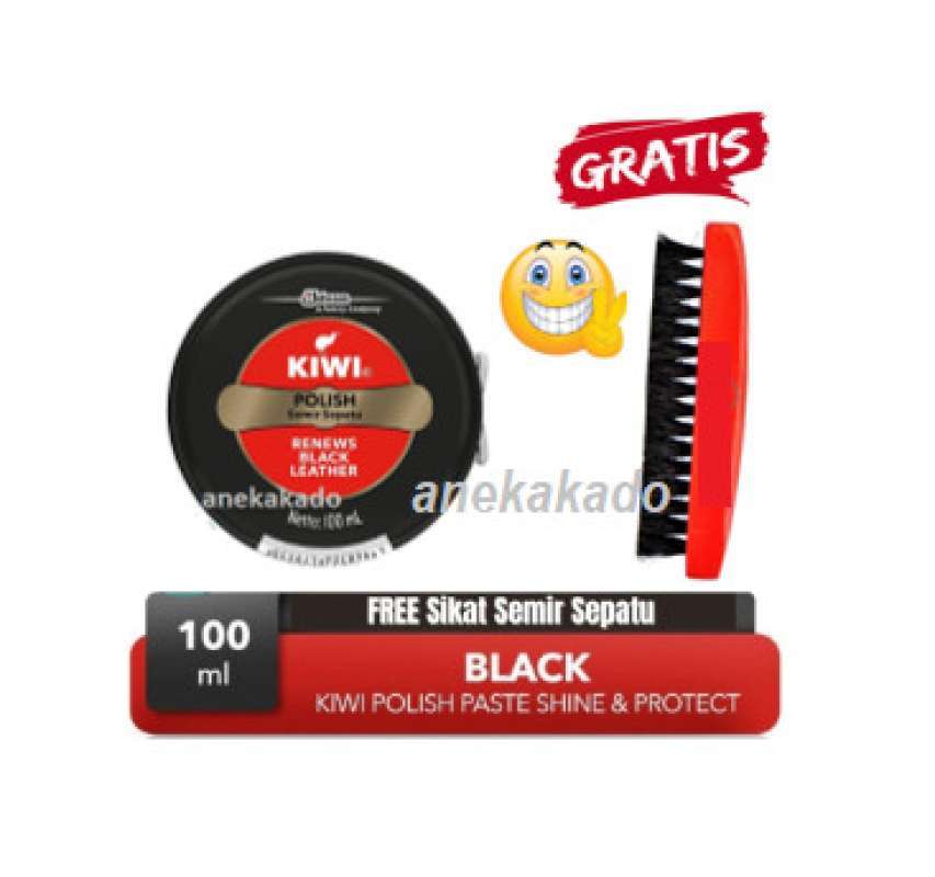 Promo Kiwi Paste Semir Sepatu Hitam 100 mL Dan Sikat Semir Sepatu Hitam Diskon 23% di Seller ...
